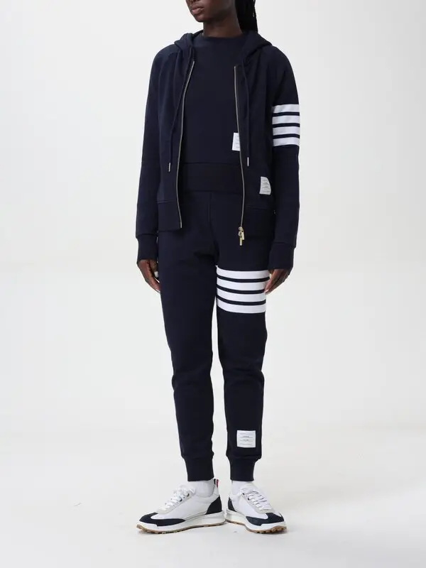 Thom Browne Sweatshirt With Signature Stripes - Blue
