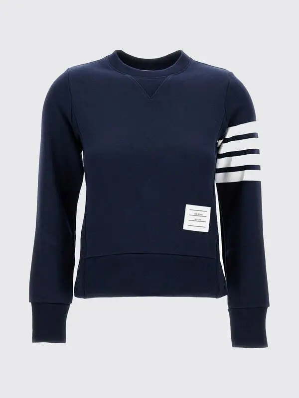 Thom Browne Sweatshirt With Signature Stripes - Blue