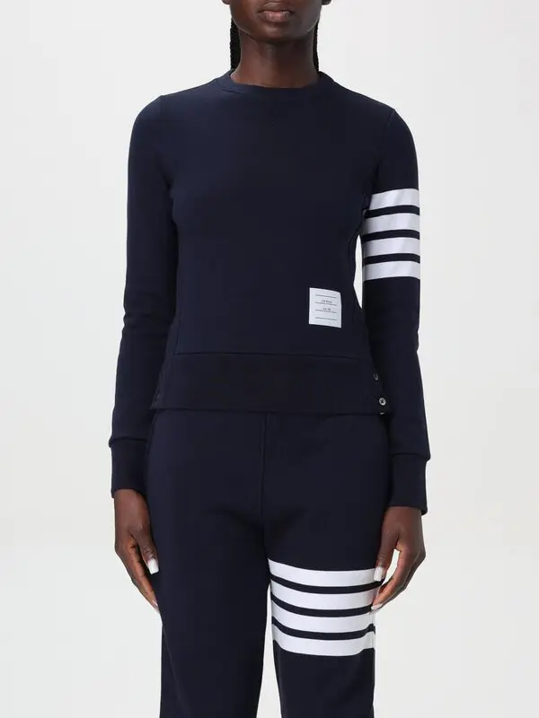 Thom Browne Sweatshirt With Signature Stripes - Blue