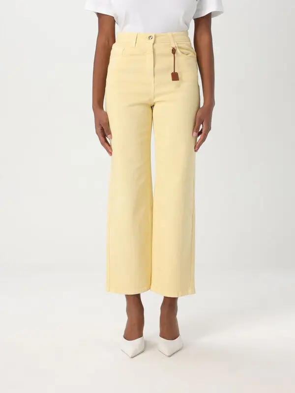 Elisabetta Franchi Cropped Wide Leg Jeans - Yellow