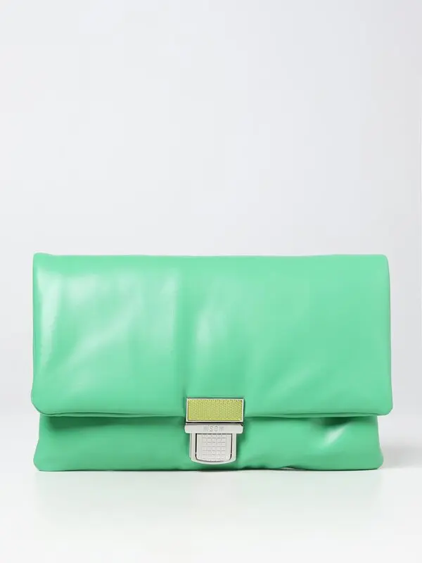 MSGM Synthetic Nappa Leather Clutch - Green