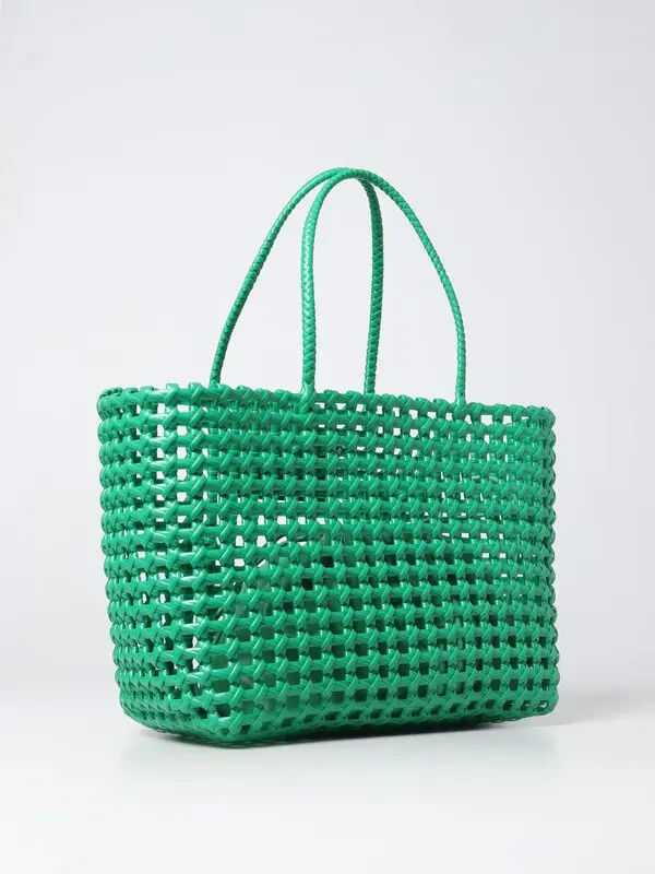 Msgm Woven Pvc Tote Bag In Green - 20% Off | Editorialist