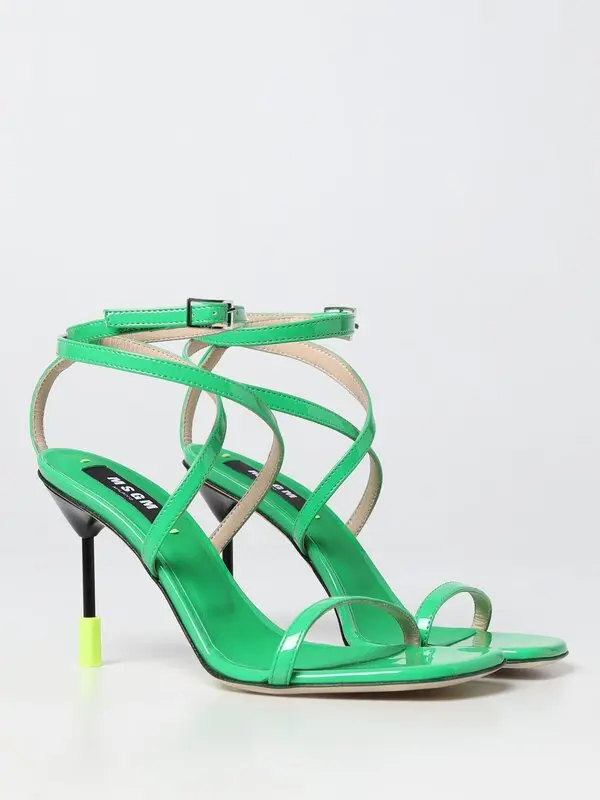 MSGM Patent Leather Sandals - Green