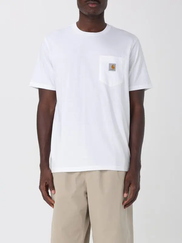 Carhartt Work In Progress Cotton Pocket T-shirt With Contrasting Logo - White