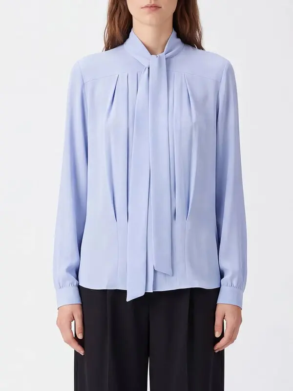 N° 21 Elegant Silk-blend Blouse With Pussy-bow Collar And Long Sleeves - Blue