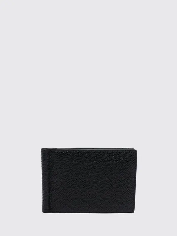 Thom Browne Bifold Wallet In Calf Leather With Money Clip - Black