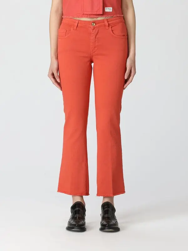 FAY Cropped Flare Jeans With Raw Hem - Red