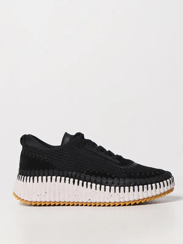 Chloé Nama Recycled Fabric And Suede Sneakers - Black