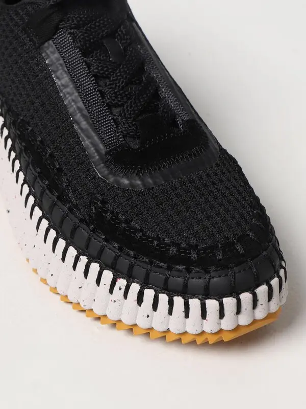 Chloé Nama Recycled Fabric And Suede Sneakers - Black