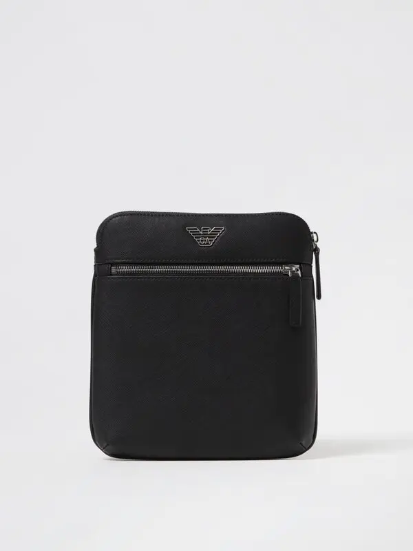 Emporio Armani Saffiano Leather Shoulder Bag - Black