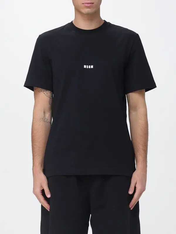 MSGM Cotton T-shirt With Logo - Black