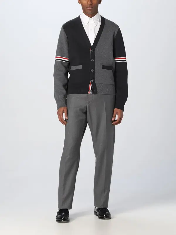 Thom Browne Cardigan In Cotton - Grey