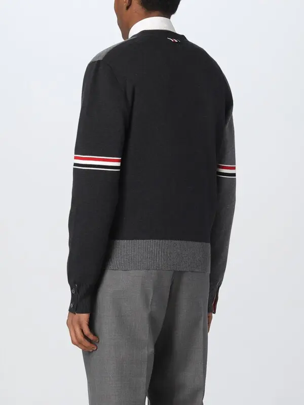 Thom Browne Cardigan In Cotton - Grey