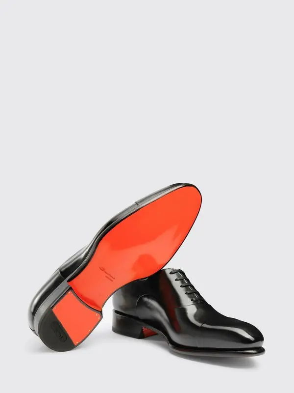 Santoni Brushed Leather Oxford Shoes - Black