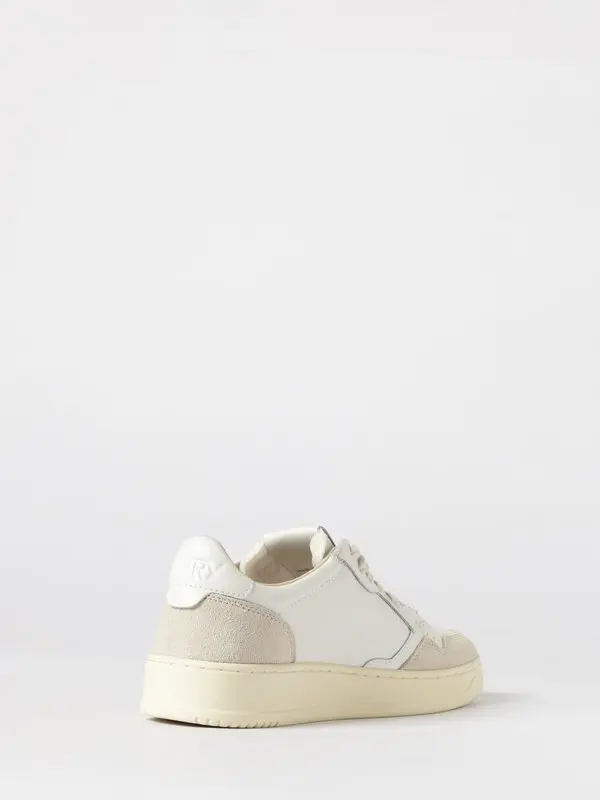 AUTRY Medalist Bicolour Leather And Suede Low Top Trainers - White