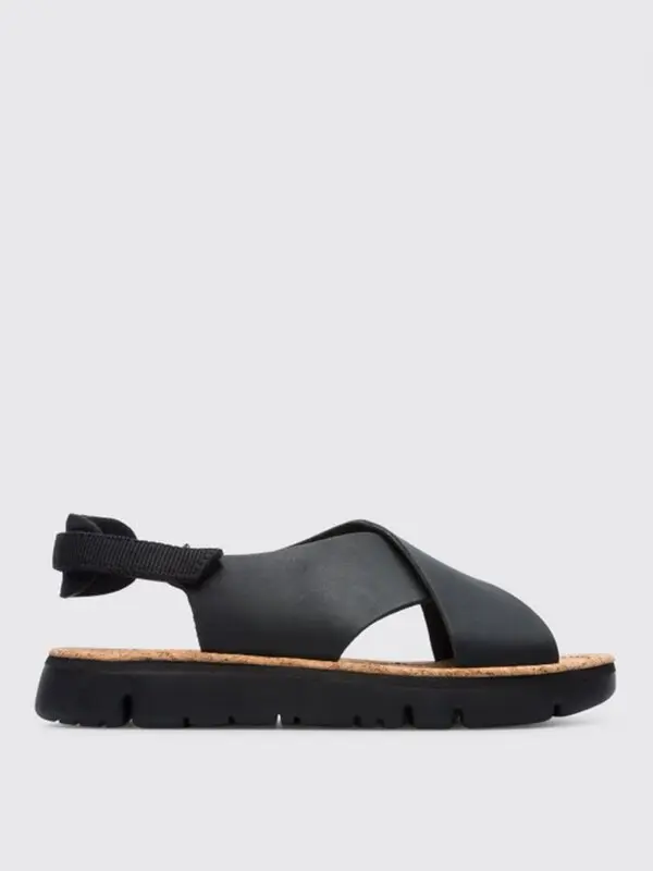 Camper Oruga Leather Heeled Sandals - Black