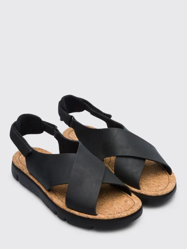 Camper Oruga Leather Heeled Sandals - Black