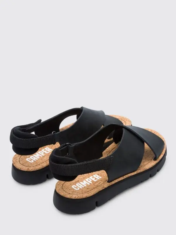 Camper Oruga Leather Heeled Sandals - Black