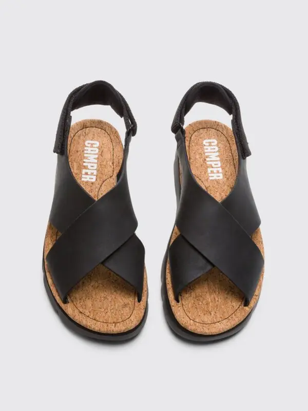 Camper Oruga Leather Heeled Sandals - Black