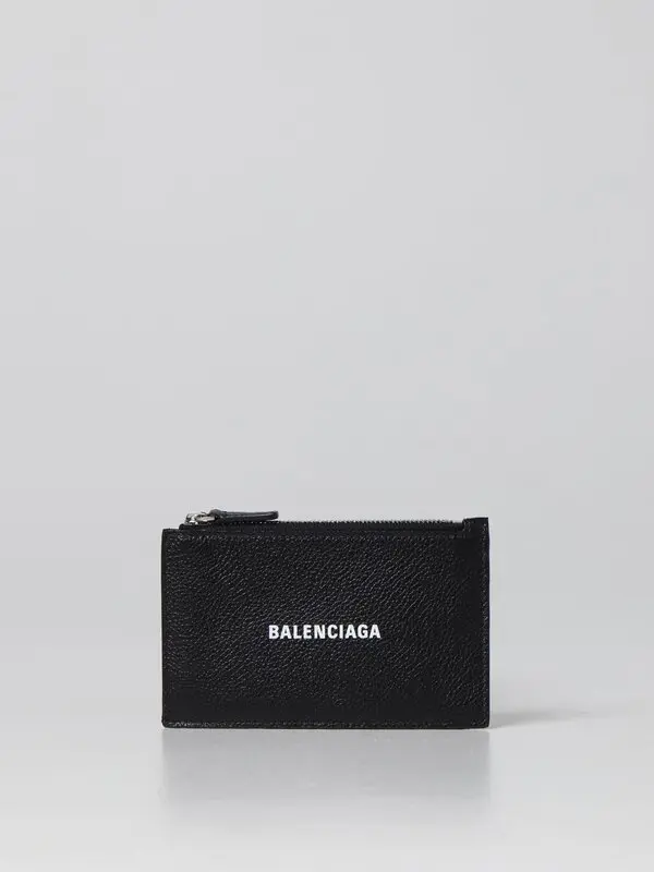 Balenciaga Grained Leather Credit Card Holder - Black