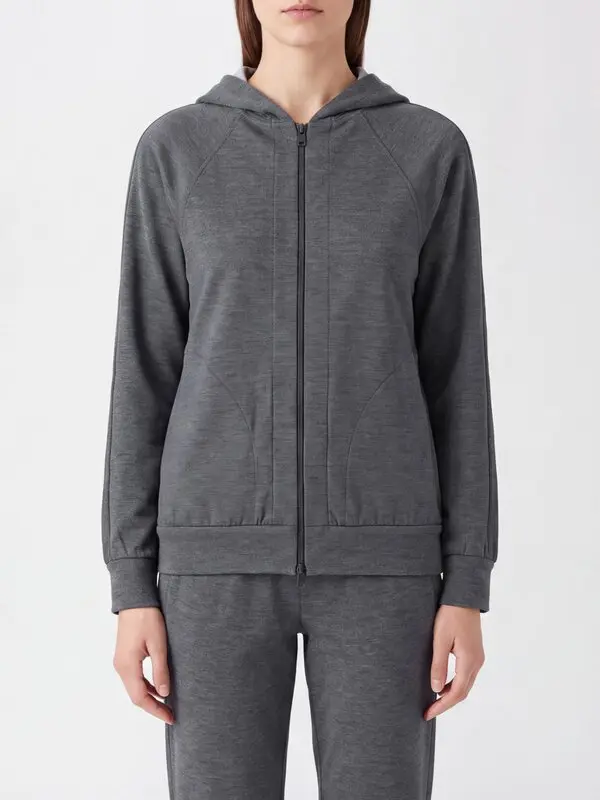 Brunello Cucinelli Cotton And Silk Zip-up Hoodie With Slit Pockets - Grey