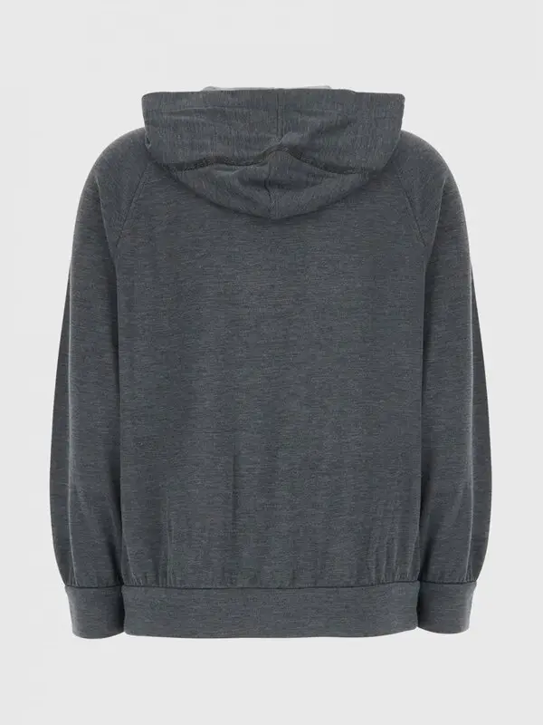 Brunello Cucinelli Cotton And Silk Zip-up Hoodie With Slit Pockets