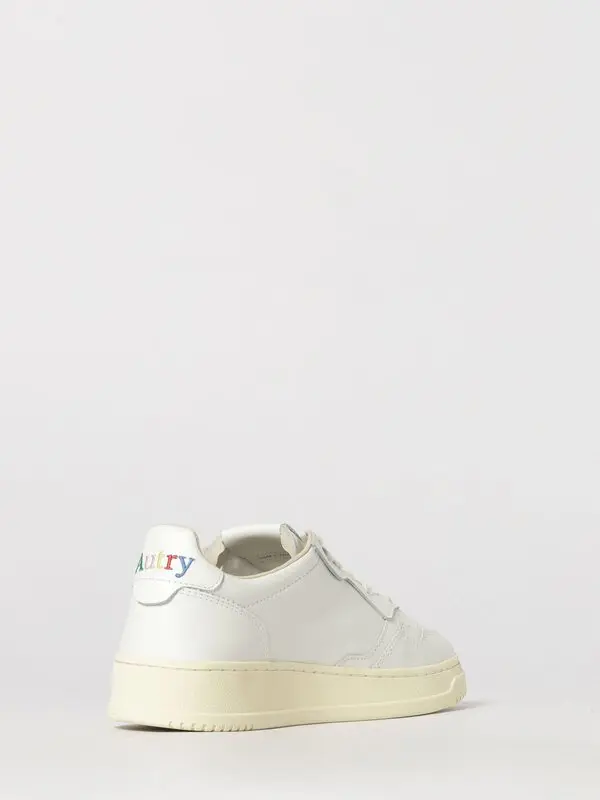 AUTRY Medalist Low Two-tone Calfskin And Suede Trainers - Beige