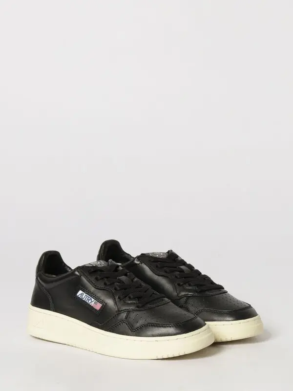 AUTRY Medalist Low Two-tone Calfskin And Suede Trainers - Black