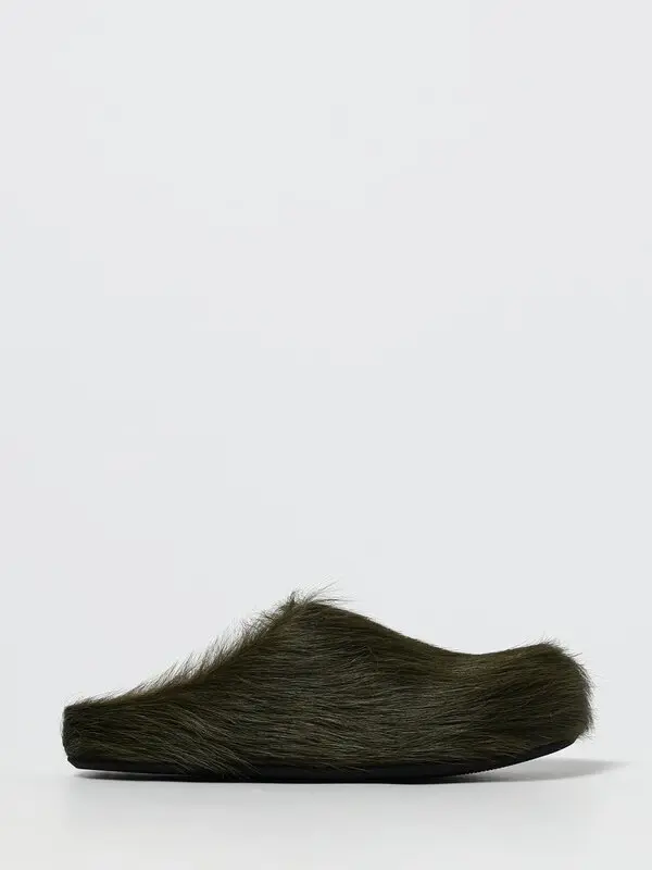 Marni Fur Clogs - Sage