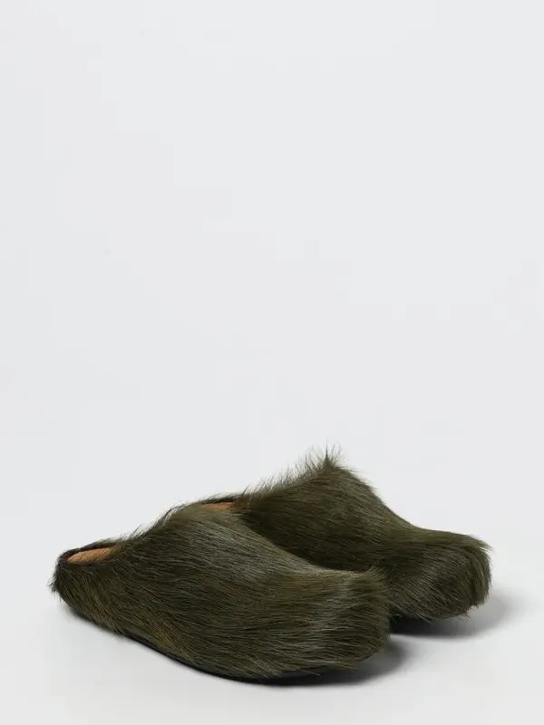 Marni Fur Clogs - Sage