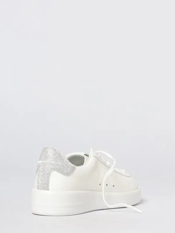 GOLDEN GOOSE Purestar Low-top Sneakers In Leather And Glitter Mesh - White