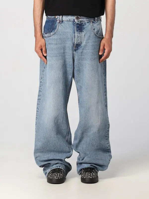 Balmain Wide Leg Jeans - Denim