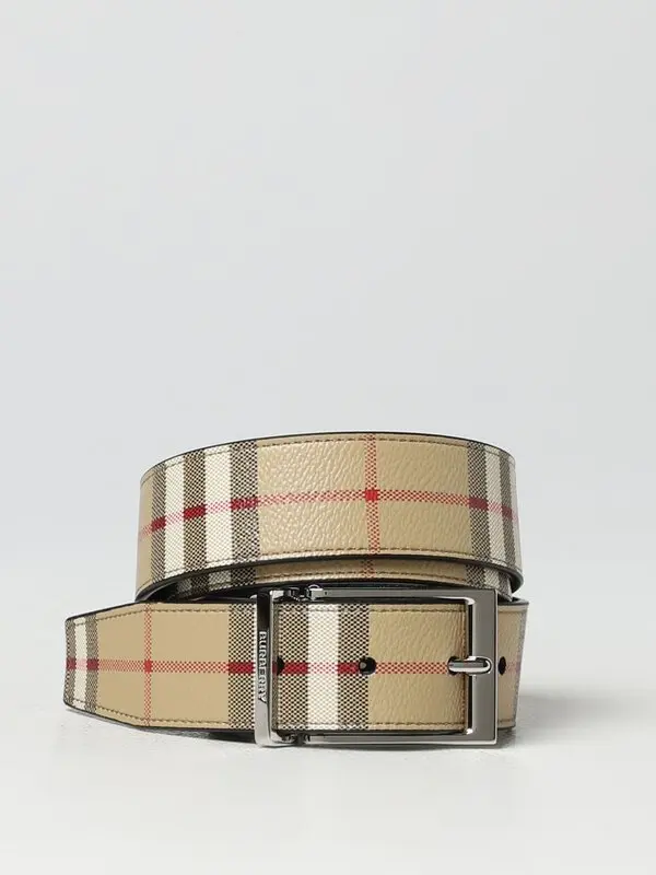 Burberry Reversible Belt In Leather And Coated Fabric