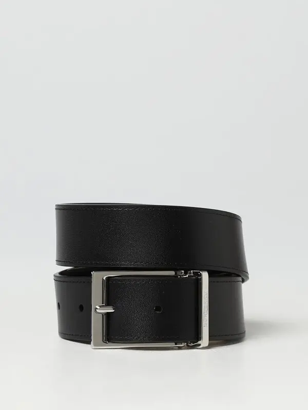 Burberry Reversible Belt In Leather And Coated Fabric