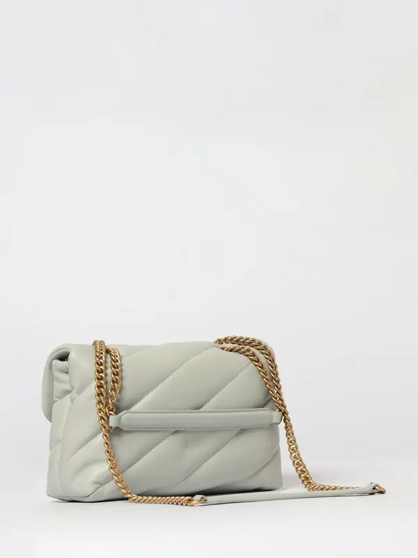 Pinko Quilted Shoulder Bag With Silver Tone Clasp - Grey