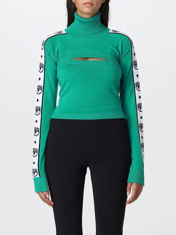 CHIARA FERRAGNI All-day Wear" Cutout Knit Top - Green