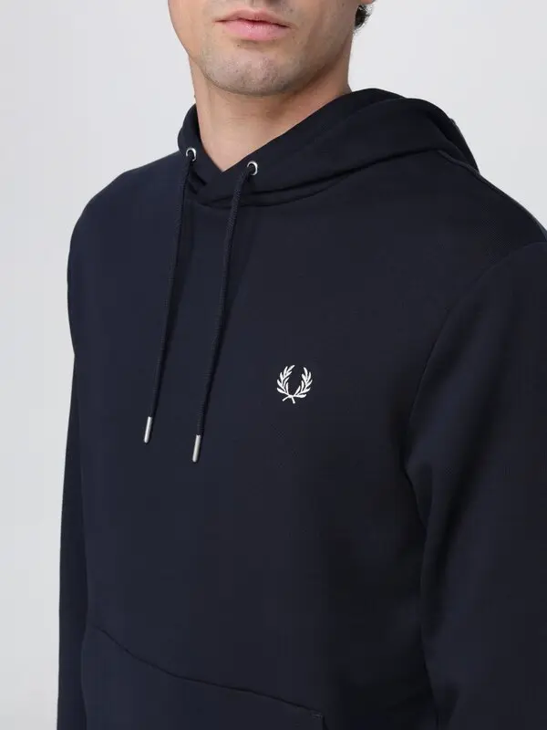 Fred Perry Embroidered Laurel Wreath Hoodie - Navy
