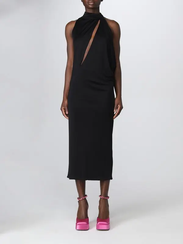 Versace Jersey Halterneck Midi Dress - Black