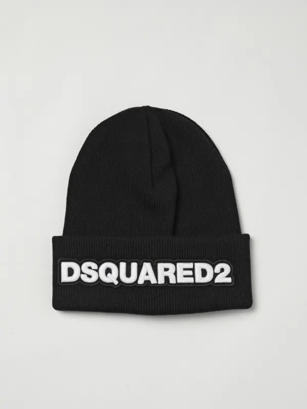 Dsquared2 Wool Beanie With Embroidered Logo - Black