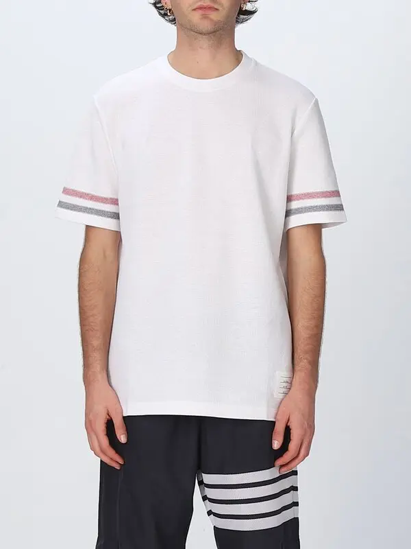 Thom Browne T-shirt With Striped Bands - White