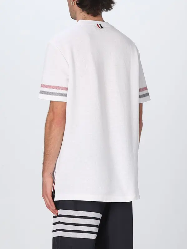 Thom Browne T-shirt With Striped Bands - White