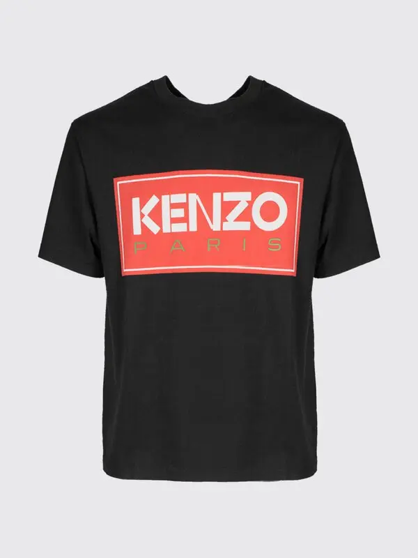 Kenzo Logo Print Cotton T-shirt With Dropped Shoulders And Short Sleeves