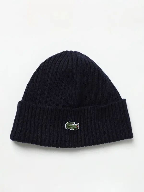 Lacoste Ribbed Beanie - Navy