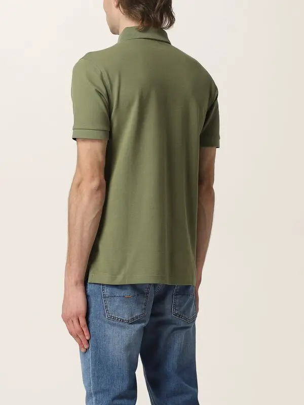 FAY Stretch Cotton Polo Shirt With Logo - Military