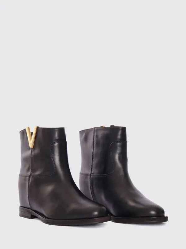VIA ROMA 15 Smooth Calfskin Ankle Boots With Low Heel And Round Toe