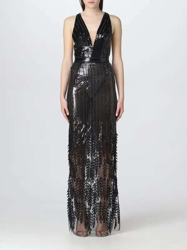 Elisabetta Franchi Dress In Sequined Fabric - Fuchsia