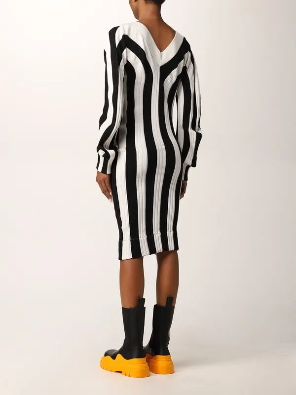 Bottega Veneta Bi-stripes V-neck Knit Dress