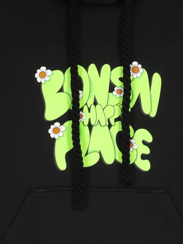 BONSAI Graphic Print Hoodie - Black