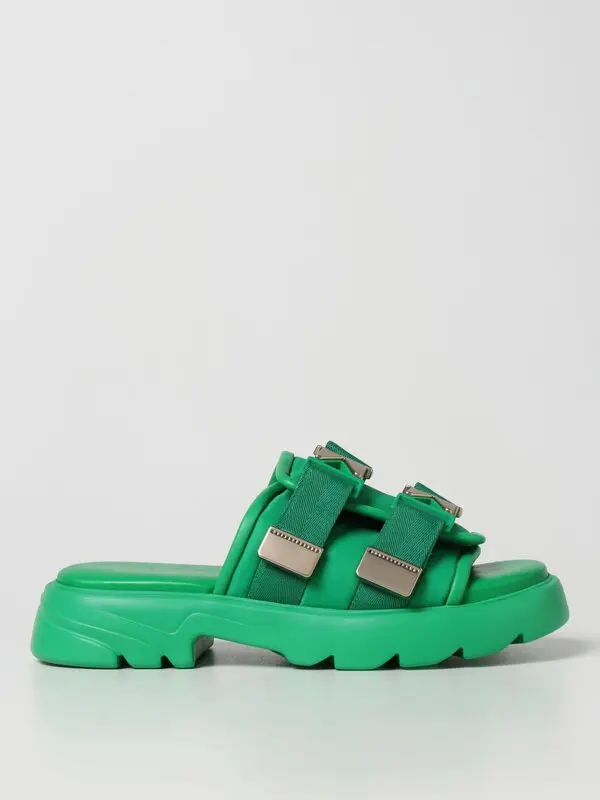 Bottega Veneta Flash Rubber And Canvas Sandals - Green