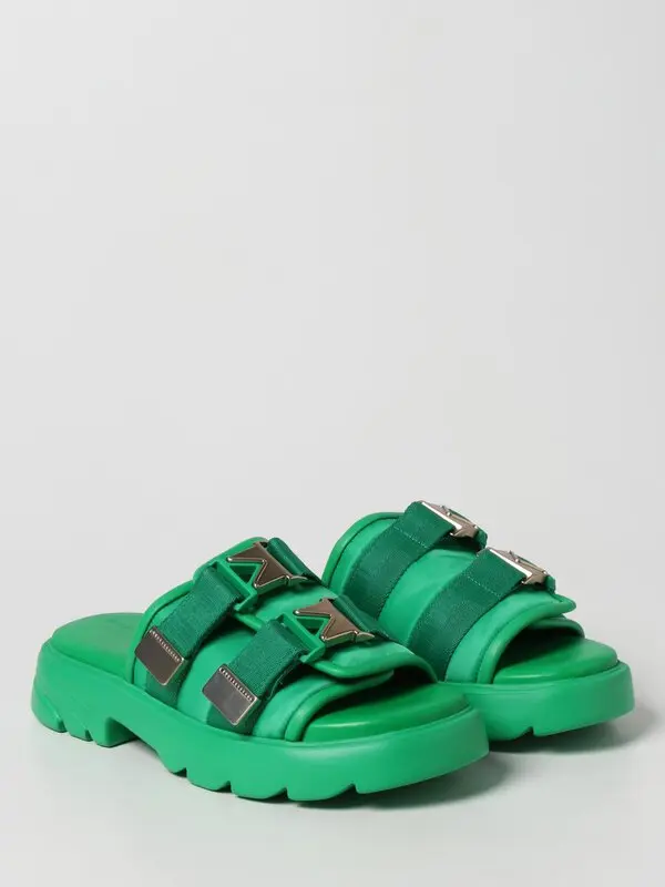 Bottega Veneta Flash Rubber And Canvas Sandals - Green